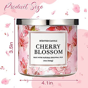 Spring Candle Cherry Blossom Scented Candle 3 Wicks Large Jar, 14 oz