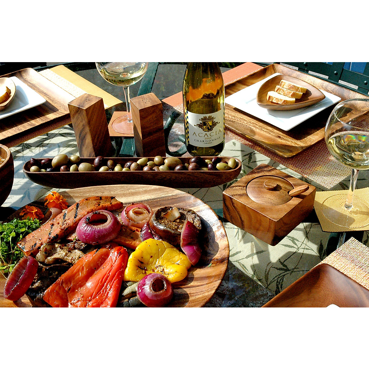 Pacific Merchants K0425 Acaciaware 8- by 5- by 1.5-Inch Acacia Wood Rectangle Serving Tray