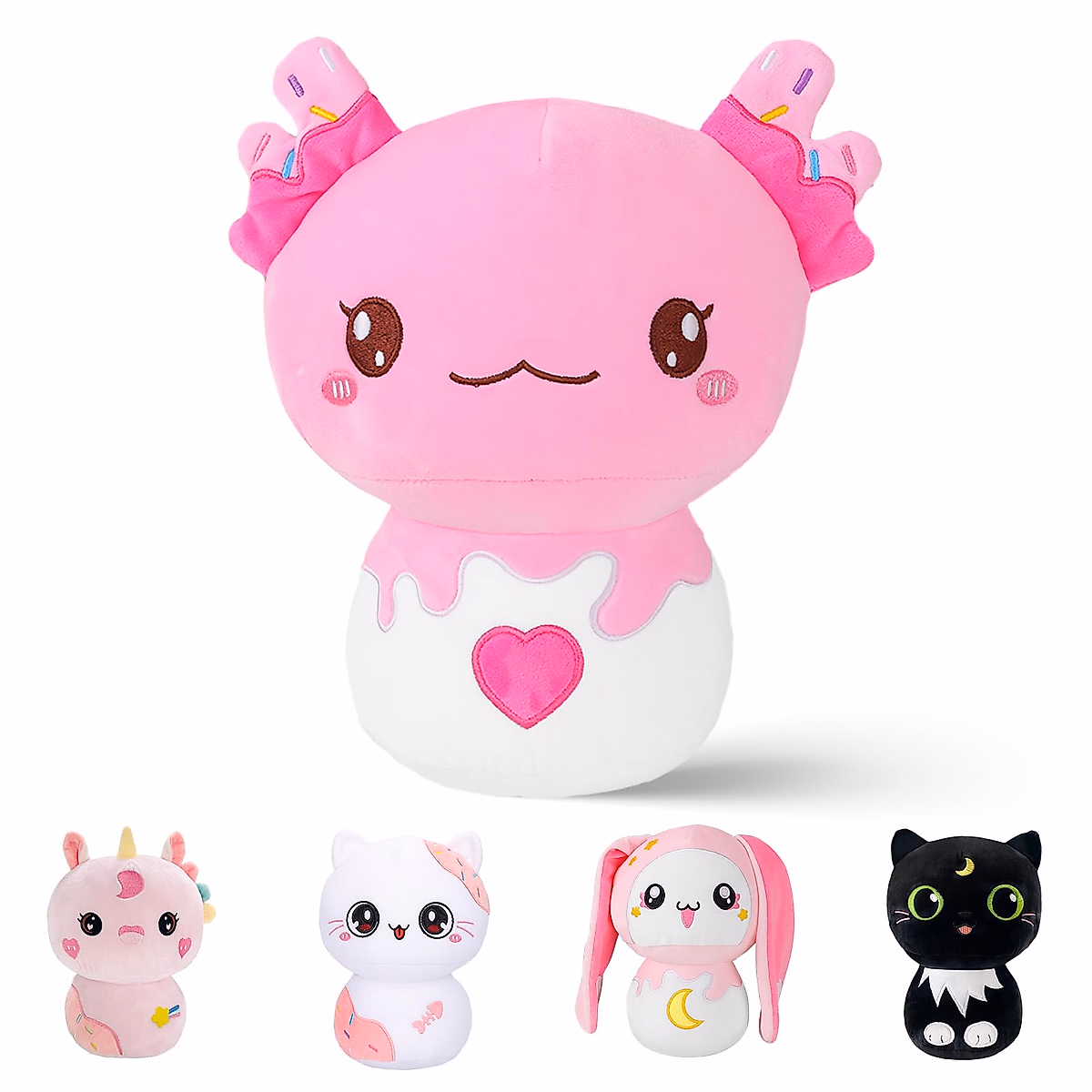 NXNYNZ 8 inch Cute Axolotl Plush Stuffed Animal, Soft Plush Axolotl Pillow Toy,Kawaii Axolotl Kitten Plushies for Christmas Girls Baby Kids