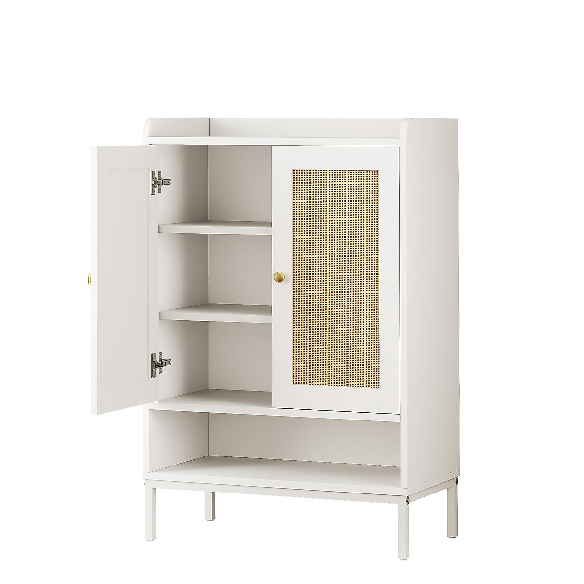 JASIWAY Rattan Shoe Cabinet Storage for Entryway, Shoe Cabinet with Adjustable Shelves for Entryway, 5-Tier, 20 Pair Shoe Rack Storage for Hallway, Closet, Living Room, White