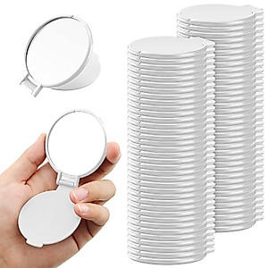 Yalikop 72 Pieces Round Mirror Compact Mirror Mini Folding Mirror Portable Round Mirror Makeup Mirror for Women Travel Daily Use(White)