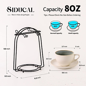 SIDUCAL Stackable Cappuccino Cup Set of 4 [8oz] Ceramic Coffee Cups with Saucers and Cup Holder,Microwave/Dishwasher Safe,Espresso Demitasse Cups(Green)