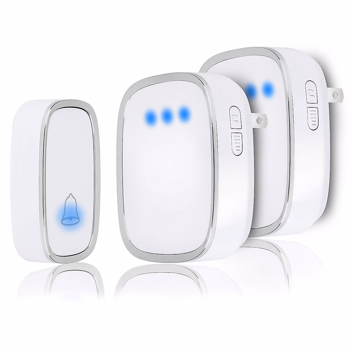 AUTENS Wireless Doorbell, Waterproof Door Bell Chime Kit Battery Operated 36 Melodies 4 Level Volume 1000 Ft Long Range LED Indicator for Home Classroom Office (2 Receiver,1 Transmiter)