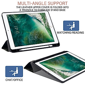 Deokke Compatible with iPad 9th /8th /7th Generation Case(2021/2020/2019) iPad 10.2 inch Case with Pencil Holder and Soft TPU Back Case,Auto Sleep/Wake Cover,for Girls Women-Black Leopard Cheetah