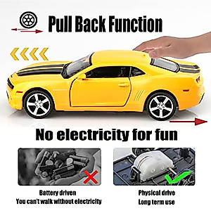 TOKAXI 1/36 Scale Chevrolet Camaro Diecast Cars Models,Camaro Bumblebee Pull Back Toy Cars,Cars Gifts for Boys Girls(Yellow)