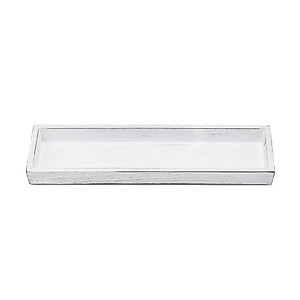 Euneek Designs Farmhouse Distressed Whitewash Wood Tray - Vanity, Bathroom, Toilet Tank, Countertop Organizer - Perfume or Jewelry Storage, Candle Votives or DIY Decor Projects and Wedding Centerpcs