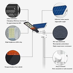 BVFNKQSC 300W400W500W Solar Street Lights Outdoor Waterproof, Outdoor LED Street Light Dusk to Dawn,High Power Split Type Induction Lighting Street lamp,400W