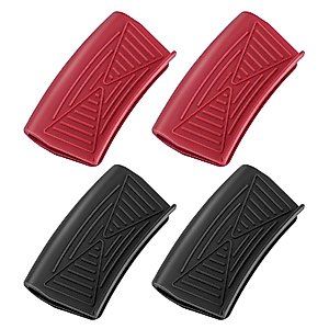 2 Pairs Silicone Pot Handle Covers, Heat Resistant Cast Iron Handle Cover Silicone Assist Hot Handle Holder Sleeves for Cast Iron Pans Woks Griddles Skillets