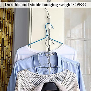 Hangers Space Saving Chain, Closet Organizer and Storage, Magic Hanger Stainless Steel Metal with 10 Holes for Hanging Clothes, College Dorm Room Essentials，Cascading Hangers Gain 90% More Space