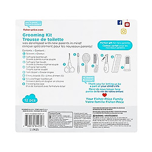 Smart Care Fisher-Price 12-Piece Baby Grooming Kit, Newborn Essentials, Baby Gift Set, Includes Baby Nail Kit, Baby Oral Care, Baby Hair Brush, Baby Comb