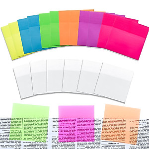900 Sheets 18 Pieces Transparent Sticky Notes Pads, 3 x 3 Inches Translucent Colored Clear Stickies Notes Waterproof Self Adhesive See Through Memo Sticky Pads, School Office Supplies (Bright Color)
