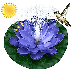 Yhjh Solar Waterscape Garden Floating Flower Fountains for Bird Bath, Fish Tank, Pool Inflatable Swimming Pool Toys (Blue, One Size)