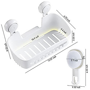 TAILI Shower Caddy Suction Cup 2 Pack + Shower Shelf 1 Pack Drill-Free Bathroom Caddy for Shampoo, Conditioner, Plastic Shower Rack Removable Shower Organizer