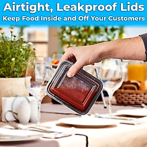 Pro Grade, BPA Free Plastic Containers with Lids, 25ct. 12oz, Leakproof, Microwavable Portion Container for To-Go Orders, Food Prep and Storage. Reusable Bento Boxes for Restaurant, Cafe and Catering