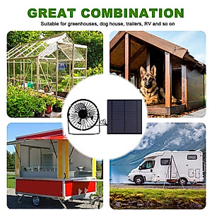 Ejoyous Solar Panel, 5W Solar Powered Fan Mini Cooling Exhaust Fan Photovoltaic Solar Panel Fan Set for Greenhouse Home Chicken House Cooling