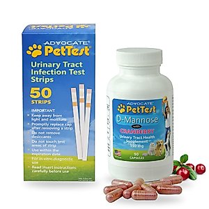 Pet UTI Health Bundle: PetTest UTI Test Strips + D Mannose Cranberry Supplement for Dog UTI Treatment and Cat UTI Remedy - Easy Home Urinary Tract Infection Detection & Support Cats & Dogs