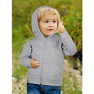 Cooraby 3 Packs Baby and Toddler Boys Long Sleeve Full-Zip Hoodies Infant Fleece Hooded Sweatshirts Jacket with Pouch Pockets