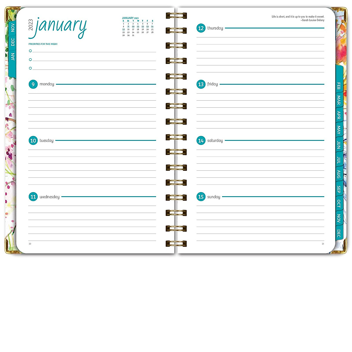 HARDCOVER 2023 Planner: (November 2022 Through December 2023) 8.5"x11" Daily Weekly Monthly Planner Yearly Agenda. Bookmark, Pocket Folder and Sticky Note Set (Tree Seasons)