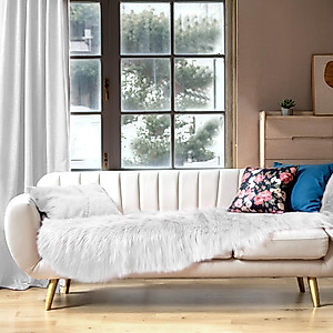 Ciicool Ultra Soft Faux Sheepskin Fur Rug Fluffy Rug for Bedroom Fuzzy Carpet for Living Room Kid's Room Nursery Decor, White 2 x 6 Feet