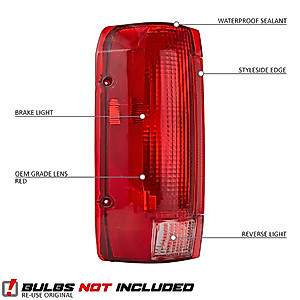 EPIC LIGHTING OE Style Replacement Rear Brake Tail Lights Assembly Compatible with Ford 90-96 F-150 (10/89) 90-97 F-250 F-350 Styleside Bronco [ FO2800106 E9TZ13405C FO2801105 E9TZ13404C ] Pair
