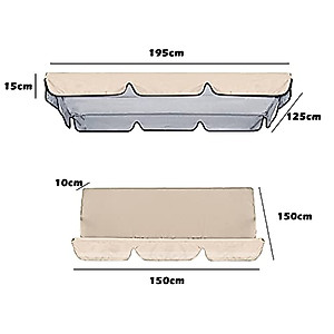 COMIOR Swing Canopy Replacement Cover and Swing Chair Cover Set Swing Waterproof Canopy Cover Garden Chair Outdoor Sunscreen Replacement Hammock Cover UV Protection Chair Top Cover Beige Large