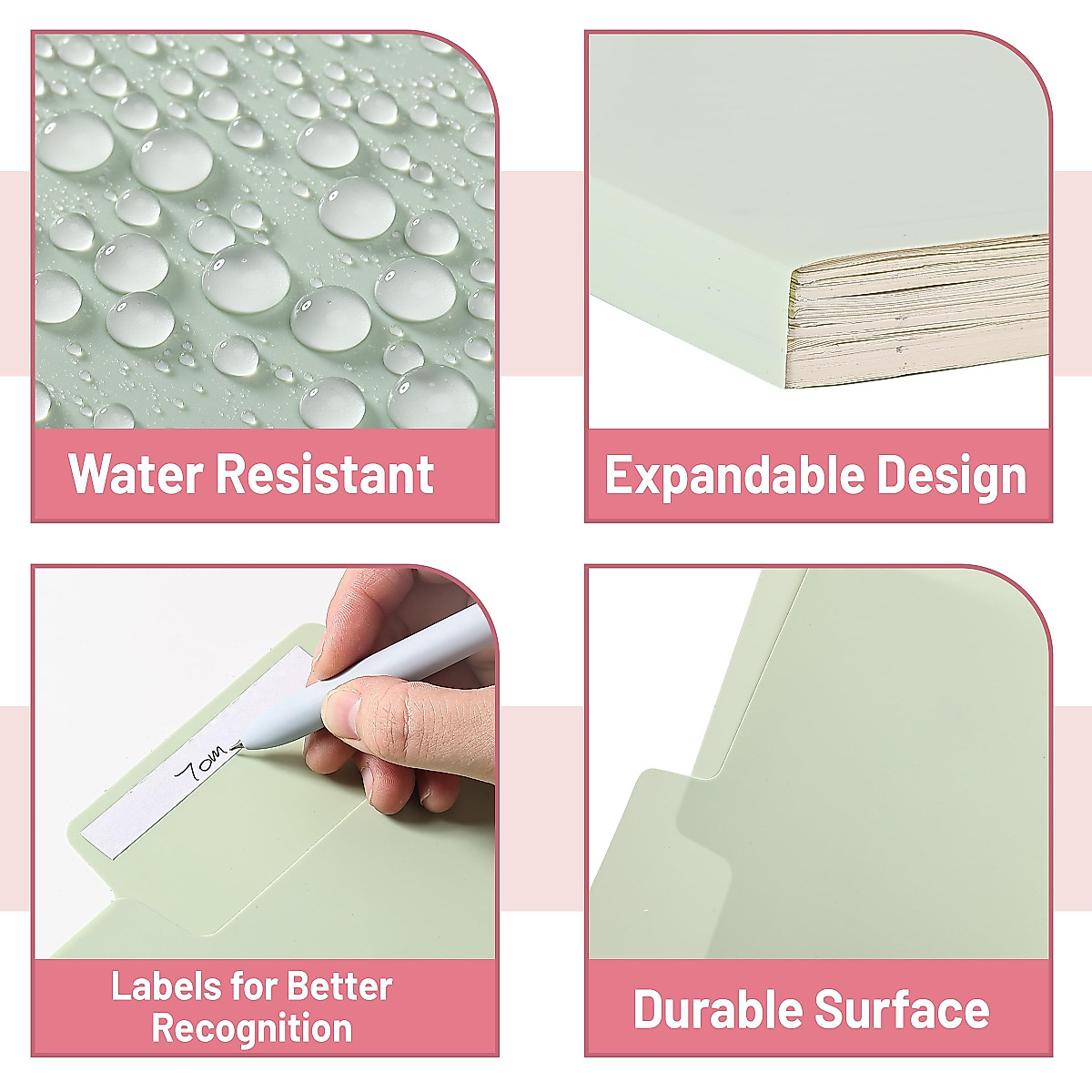 Mr. Pen- Poly File Folders, 1/3 Cut Tab, 6 Pack, Morandi Colors, Letter Size, Colored File Folders, Letter File Folders, Color Folders, Office File Folders, Office Supplies File Folders, File Folder