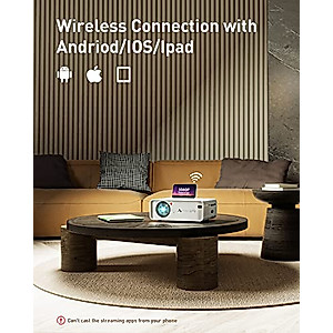Mini Projector, Portable WiFi Movie Projector for Outdoor Use, 8000L 1080P HD and 200'' Screen Supported, with Great Sound Quality for Home Theater Video, Compatible with iPhone/iOS/Android/HDMI/TV