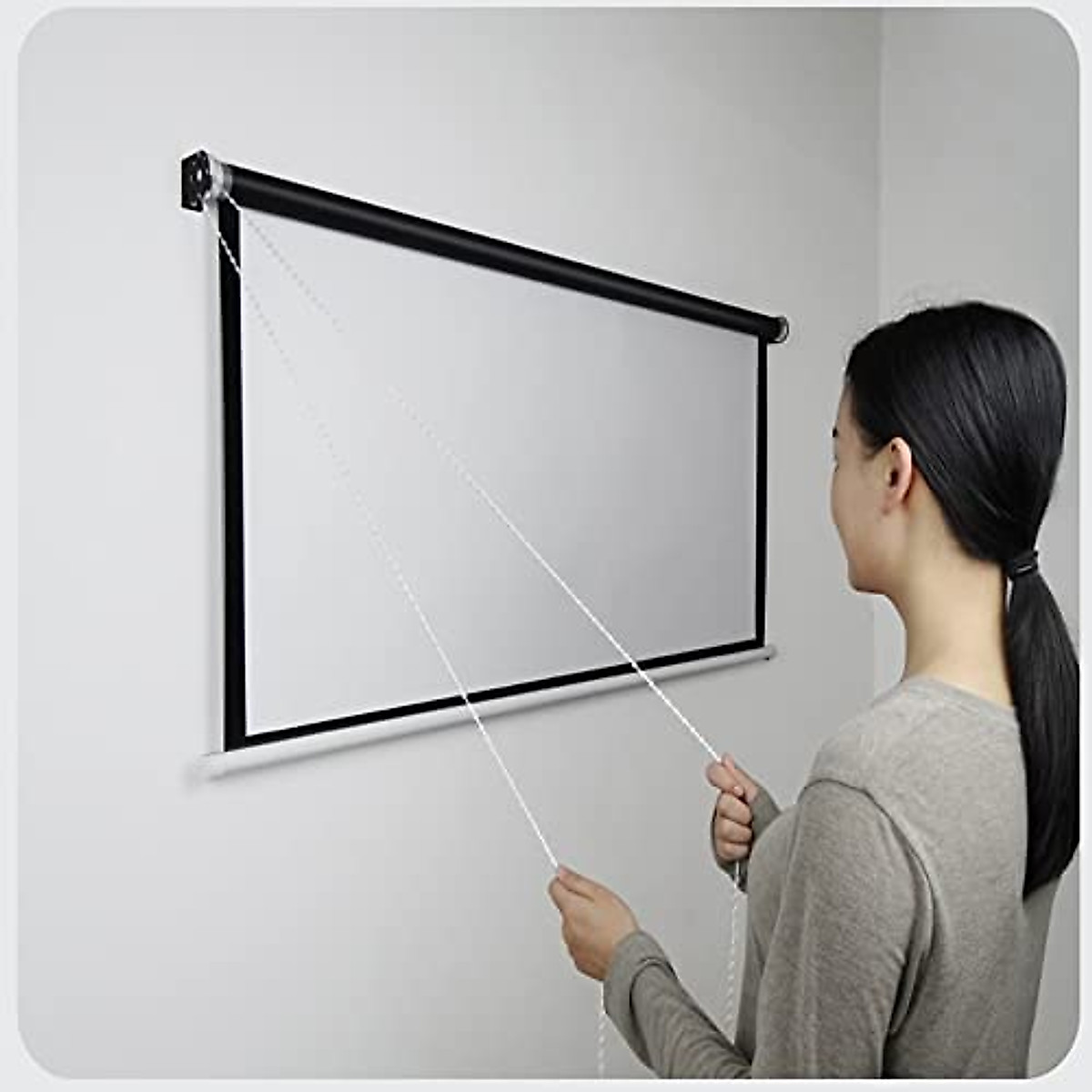 LENG Wall Mounted Projection Screen 60'' Roll Up Projector Screen Portable Movie Screen Outdoor Lightweight Little Screen for Home Cinema, Meeting Presentation (Size : 4:3)