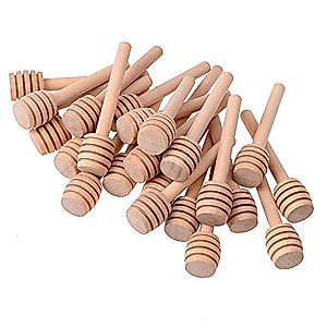 Creative Hobbies® 24 Pack of Mini 3 Inch Wood Honey Dipper Sticks, Server for Honey Jar Dispense Drizzle Honey, Wedding Party Favors