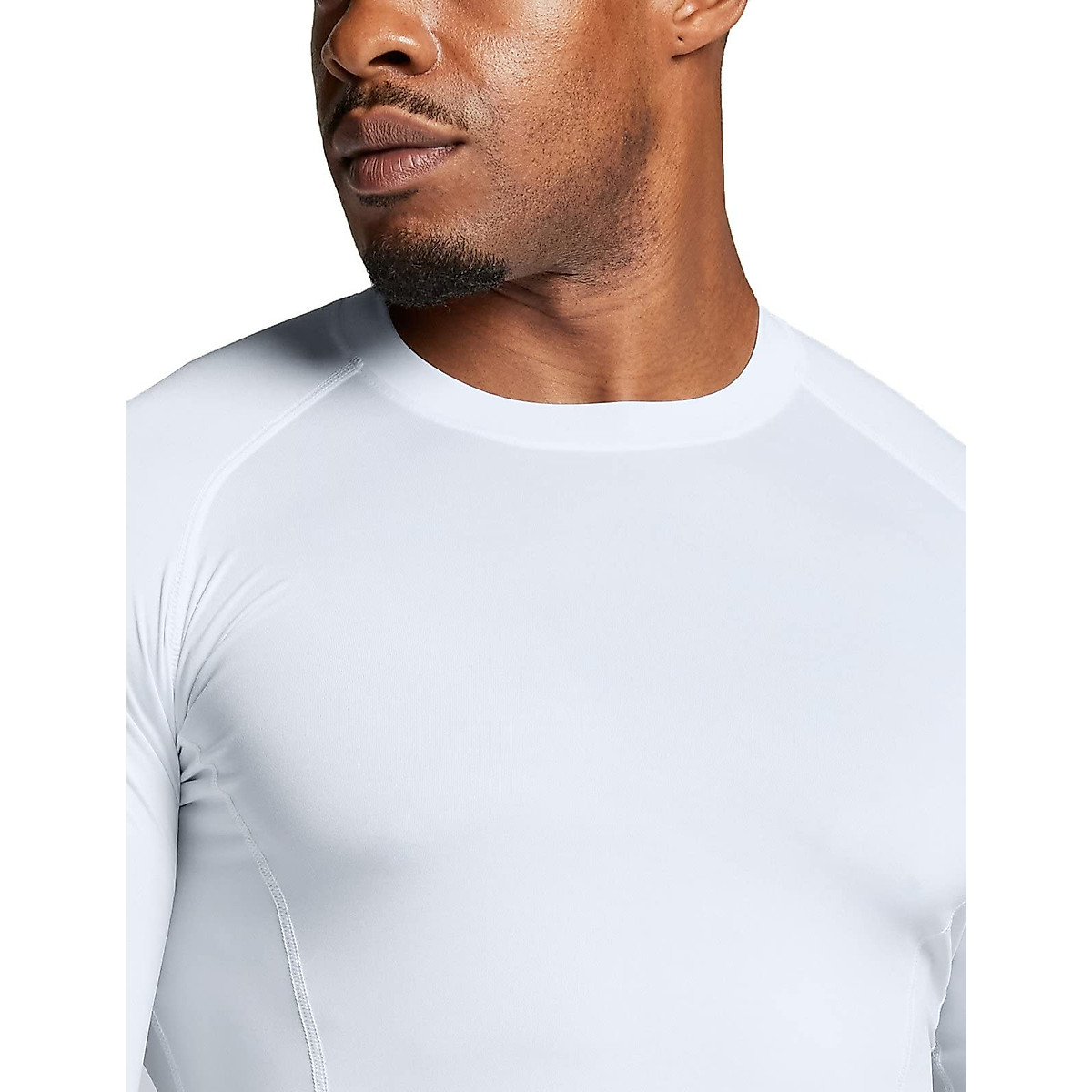 ATHLIO Men's UPF 50+ Long Sleeve Compression Shirts, Water Sports Rash Guard Base Layer, Athletic Workout Shirt, 3pack Black/Charcoal/White, Medium