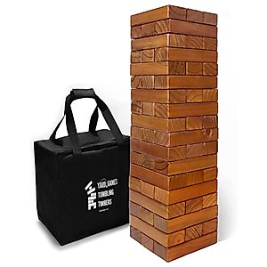 Yard Games Large Tumbling Timbers Wood Stacking Party Tailgate Backyard Game Indoor Outdoor with Carrying Case for Kids Adults, 24 Inch, Stained