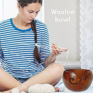 Natural Wooden Yarn Storage Bowl Organizer Knitted Crocheted Sewing Holders