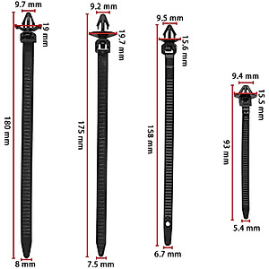 Car Wire Loom Clips 130PCS Car Automotive Harness Routing Clips Assortment Kits 9 Different Sizes Wire Loom Clips 40PCS Releasable Nylon Push Mounts Tie Wraps for Honda GM Mazda Jeep Wrangler Ford