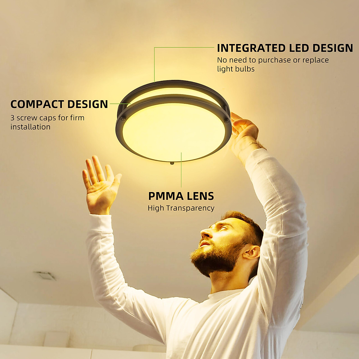 hykolity 13 inch Flush Mount LED Ceiling Light Fixture, 2700K/3000K/3500K/4000K/5000K Adjustable Ceiling Lights, Oil Rubbed Bronze Saturn Dimmable Lighting for Bathroom Kitchen, ETL Listed - 2 Pack