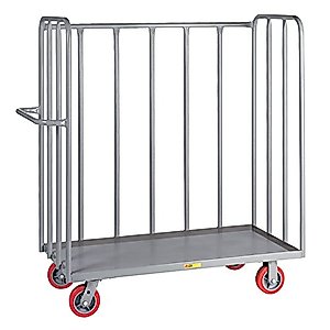 Little Giant OTL2448-6PY 3-Sided Bulk Trucks, Tubular Steel Sides, 48" Interior Height, 3600 lb. Capacity, 6" Polyurethane, Retaining Lip, 24" Width x 48" Length, Gray