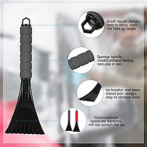 4 Pieces Ice Scraper for Car Windshield Plastic Snow Frost Ice Removal Tool with Foam Handle for Cars Trucks Window