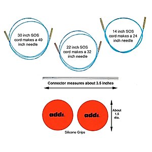 addi Click Rocket 2 Square Standard 5-Inch Interchangeable Ergonomic Circular Knitting Needle Set Sizes US 4, 5, 6, 7, 8, 9, 10 & 11 with 3 Cords, Canvas Case with Project Bag