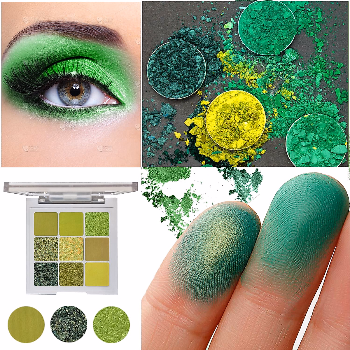 Green Eyeshadow Palette,9 Colors Matte Shimmer Eye Shadow High Pigmented Professional Eye Makeup Palette,Waterproof Long Lasting Profusion Makeup Palette With 2 eyeshadow brushes(Green)