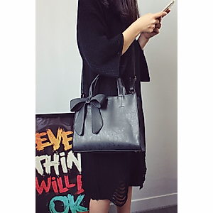 Women’s Tote Purses and Handbags Bow Tie Leisure Top-Handle Cross-body Shoulder Bags (Black)