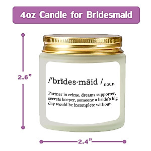 Vellsenne Scented Candle Bridesmaid Proposal Gifts - Lavender Soy Wax Candle - Maid of Honor Proposal Gifts - Will You be My Bridesmaid Gifts for Friends Girls Women 4oz