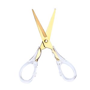 Clear Acrylic Gold Craft Scissors Straight Recycle Stainless Steel Cutting Tool Office Desk Stationery Tailor Sewing Scissors for School N Home (Clear Gold Type2)