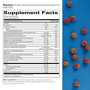 SmartyPants Multivitamin for Men & Women: Multivitamin Gummies with Vitamin D3, C, Vitamin B12, B6, Vitamin A, K & Zinc, Omega 3 Fish Oil (EPA/DHA), Gluten Free, 180 Count (30 Day Supply)