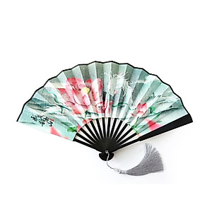 Folding Hand Fan Folding Fan Handheld Folded Fan Vintage Xuan Paper Fans with Gift Box, Foldable Bamboo Folder for Chinese Men and Women Fan Foldable Fan Hand Held Fans (Color : D, Size : 16.7cm)