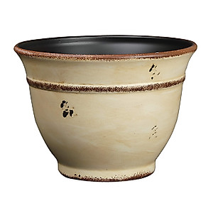 Classic Home & Garden 10512D 532R 12" Alena Planter, Vintage Ivory Enamel