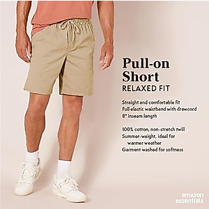 Amazon Essentials Men's 8" Inseam Relaxed-Fit Drawstring Walk Short (Available in Plus Size), Khaki Brown, XX-Large