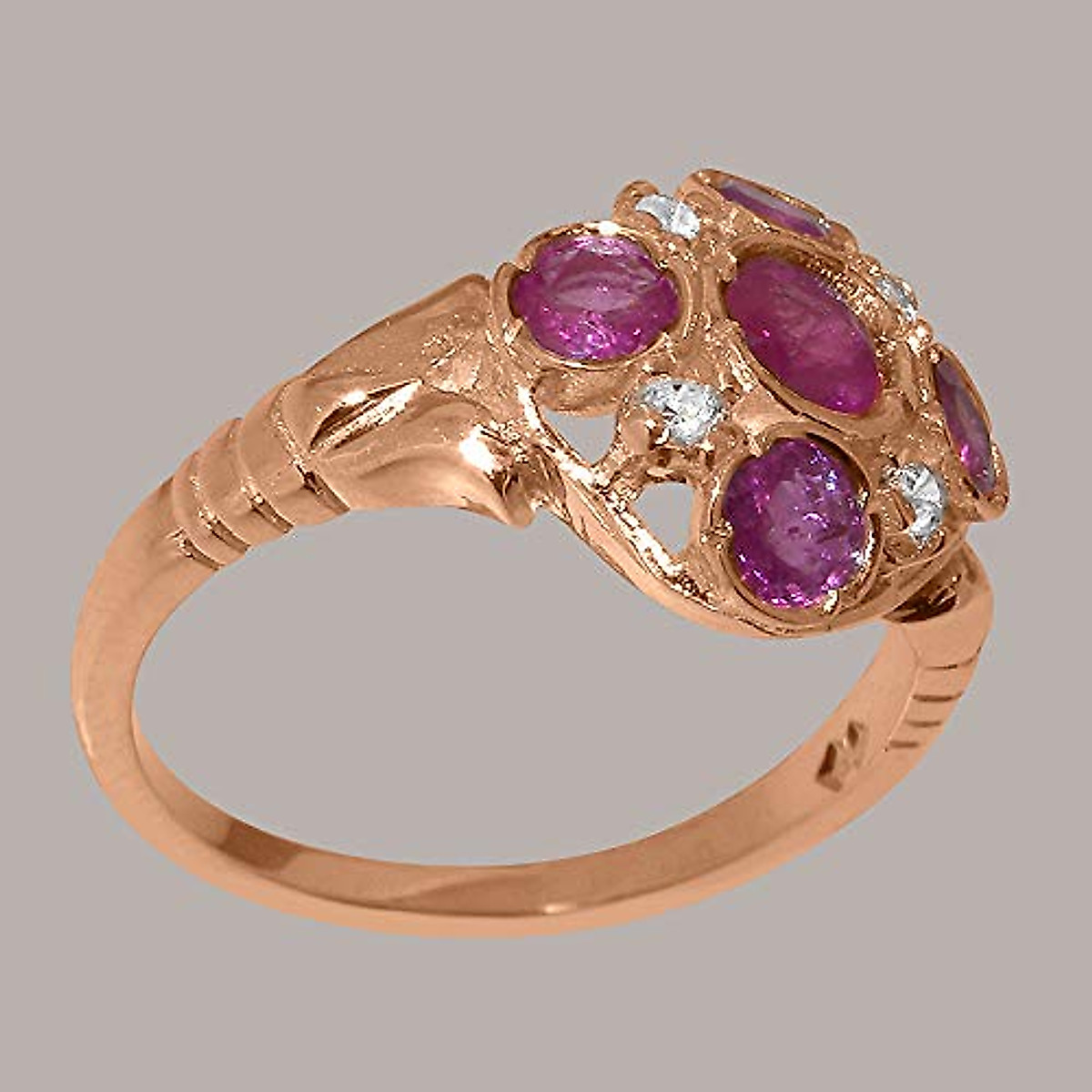 LetsBuyGold 10k Rose Gold Ruby & Cubic Zirconia ring Womens Statement Ring - Size 11.75