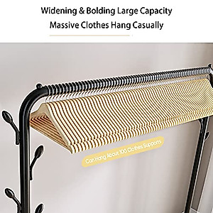 YCWO Flooring Clothes Rack Black Modern Simple Heavy Metal Rack Retail Display Rack with Storage Rack Retro Iron Tube Flooring Display Rack Clothes Shoes Package Storage,150x43x161cm