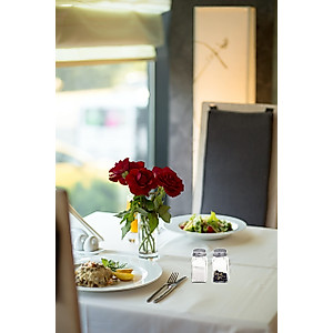 Top Kitchen 2 oz. Square Salt and Pepper Shaker, Glass Jars with Stainless Steel Lids - 2 Pack