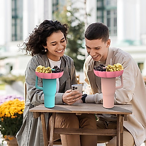 Aocoop Stanley Snack Tray, Snack Container for Stanley Tumbler 40 oz, 5 Compartment Reusable Snack Platters for Stanley Quencher Adventure (Pink)