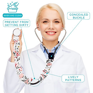 6 Pieces Stethoscope Cover Scrunchie 6 Kinds of Patterns Colors Cloth Stethoscope Sleeve Compatible with Your Stethoscope or Others with Removable Tube Stethoscope Covers for Nurses Doctors